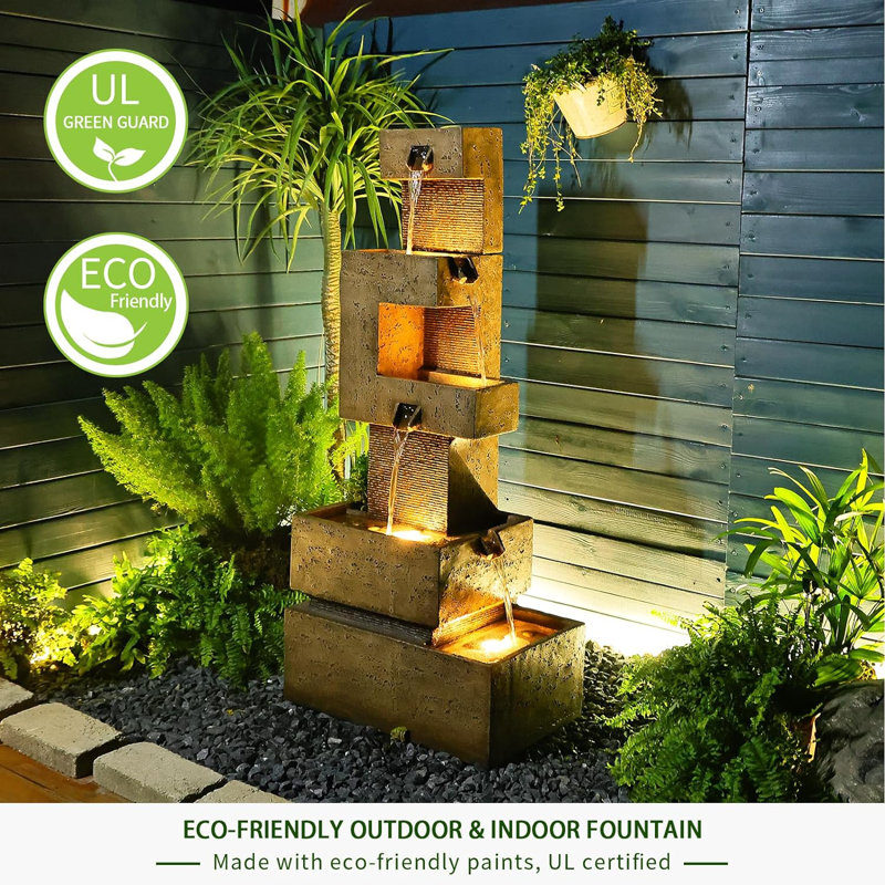 Millwood Pines Bodulf Hand Crafted Weather Resistant Floor Fountain ...