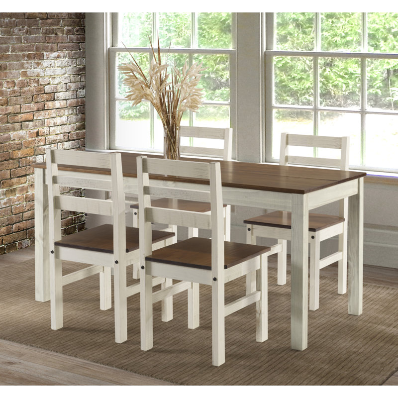 Red Barrel Studio® Wood Dining Table White Distressed | Red Barrel ...