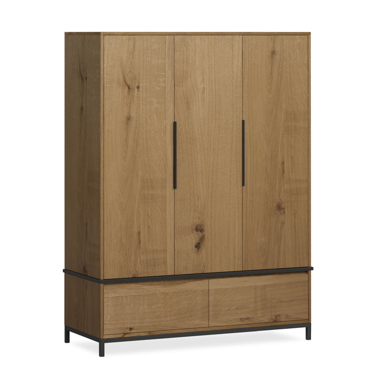 Borough Wharf Rozzer 3 Door Solid + Manufactured Wood Wardrobe ...