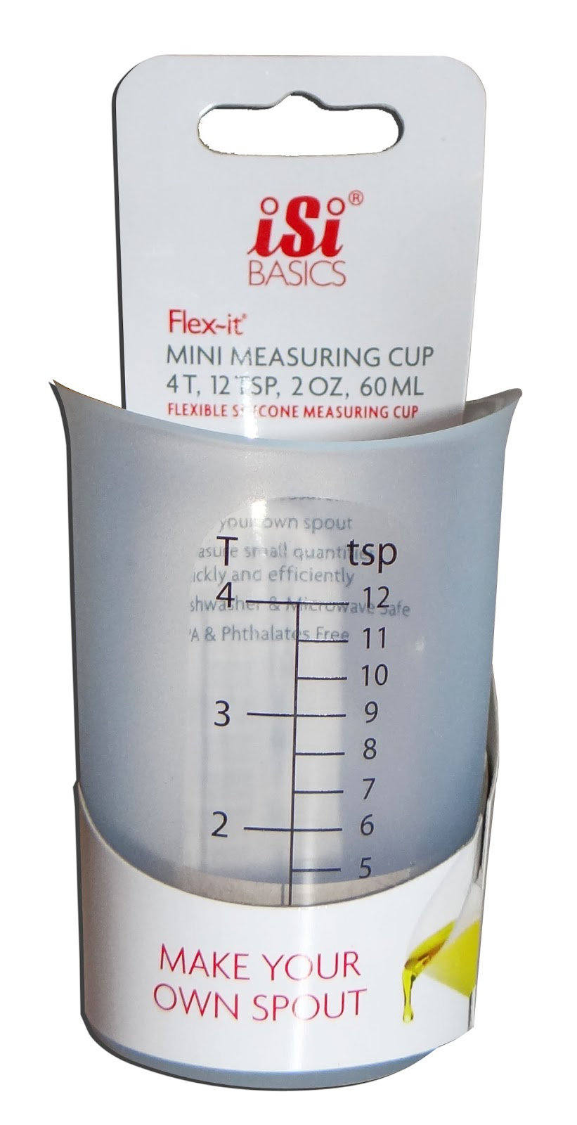 Isi North America Mini Measuring Cup Flexible Silicone, 2-Ounce, Clear ...