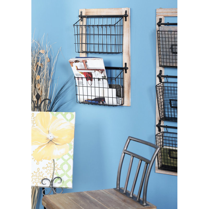 Gracie Oaks Hatten Metal 2 Slots Decorative Black Magazine Rack Holder ...