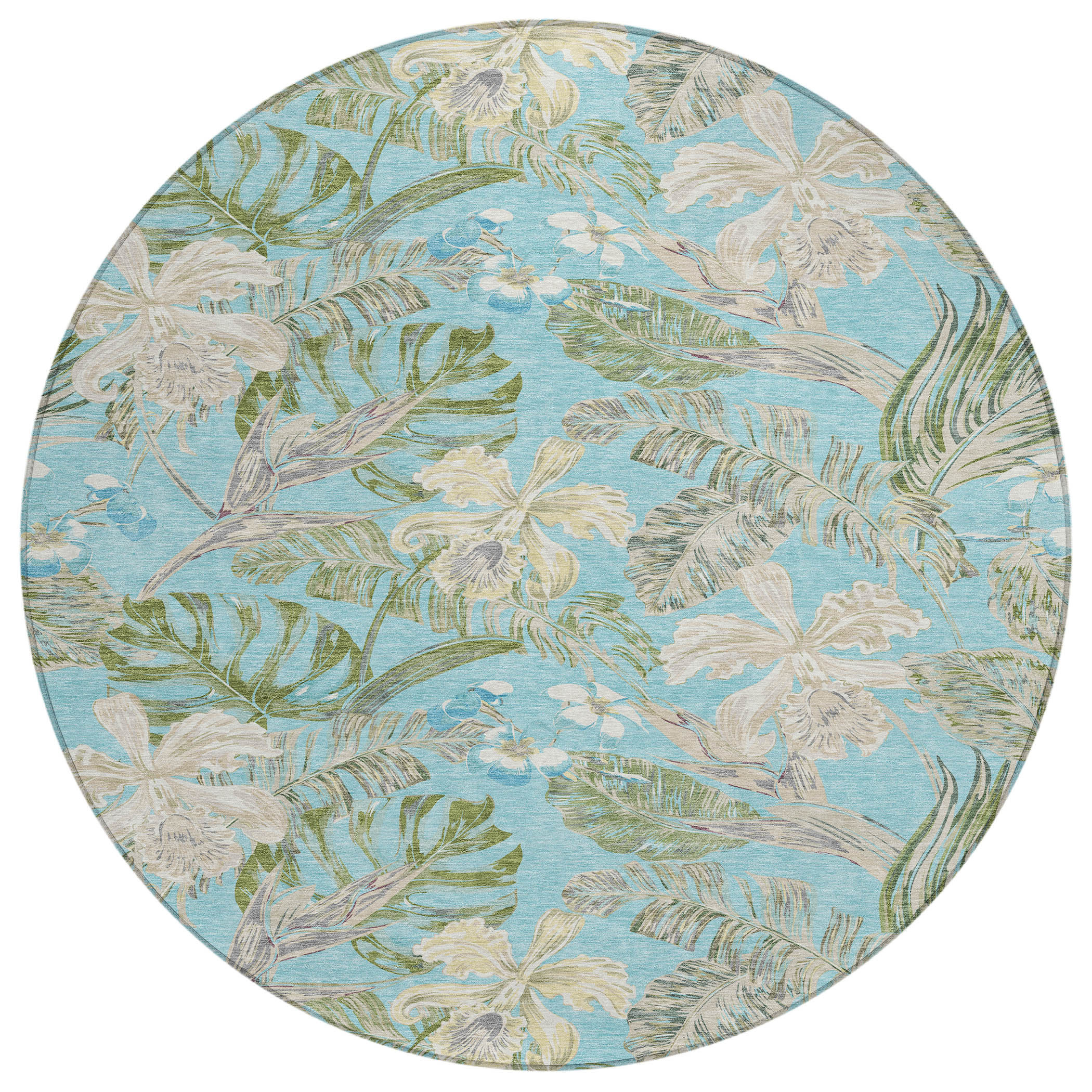 Wrought Studio™ Arpin 8' Teal Blue Olive Green And Beige Round ...