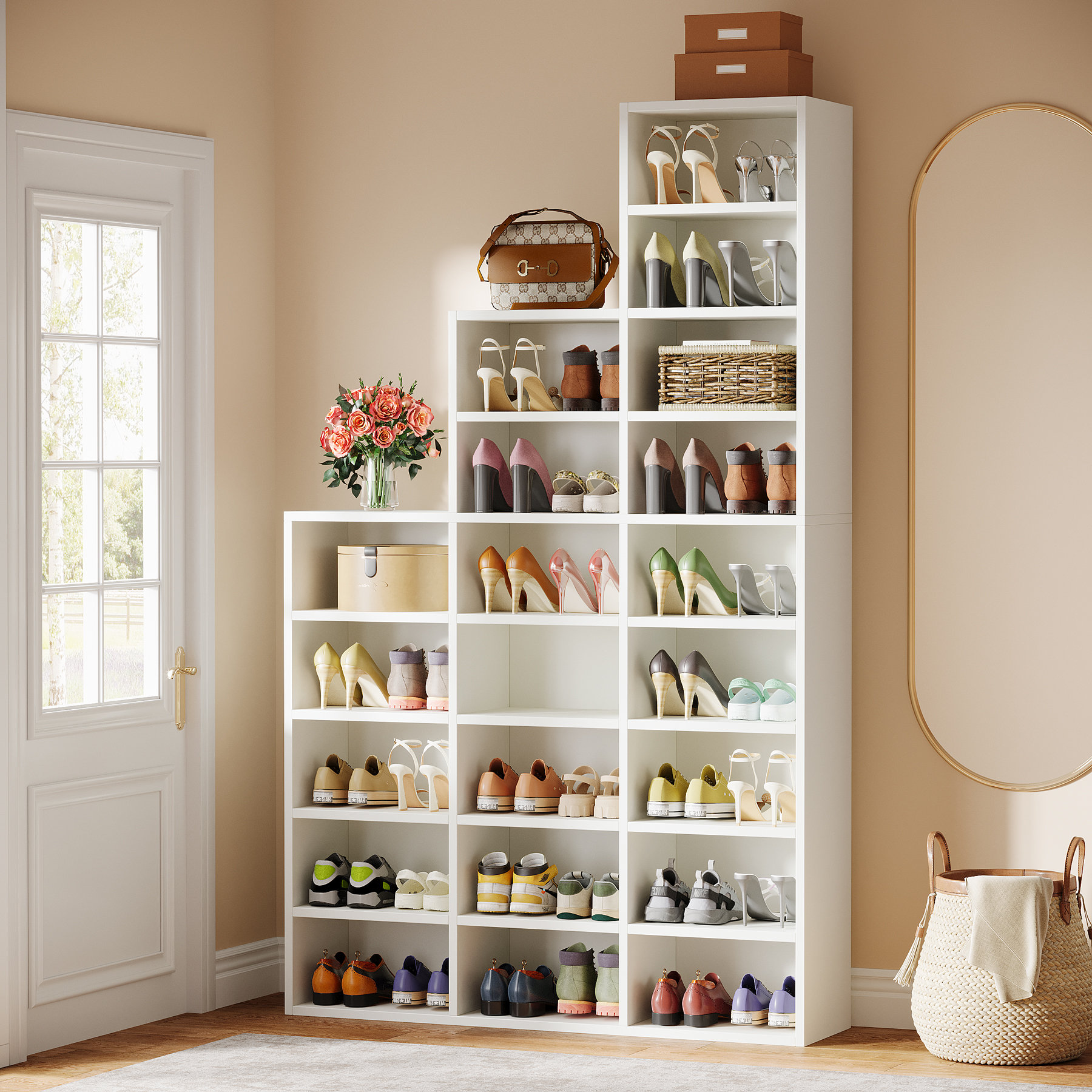 Latitude Run® 42 Pair White Shoe Storage Rack Organizer | Wayfair