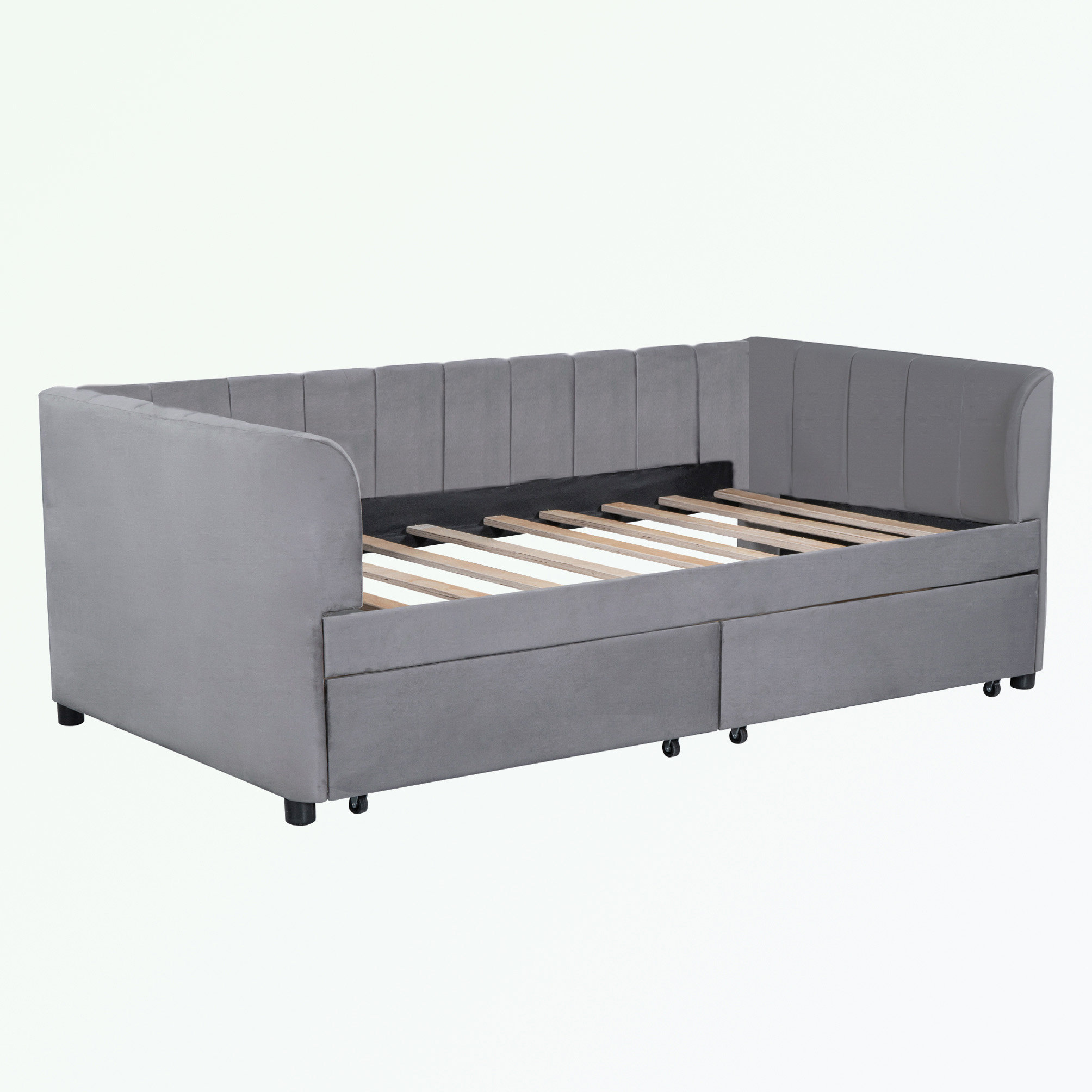 Latitude Run® Upholstered Daybed with Backrest and 2 Drawers | Wayfair