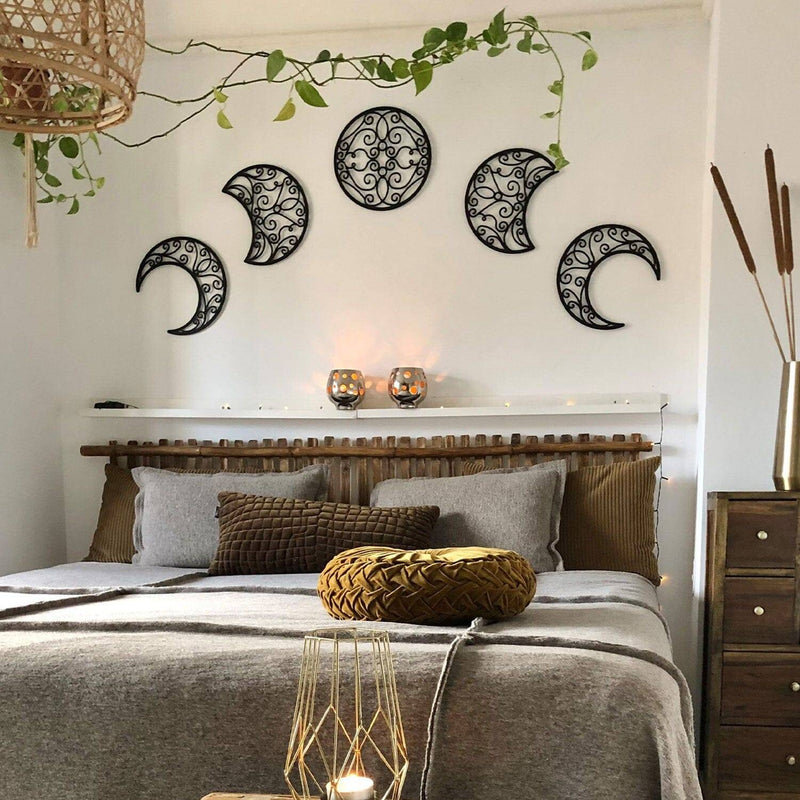 Lark Manor™ Lunation Metal Wall Art - Moon Phase Decor, 5-Piece Set ...