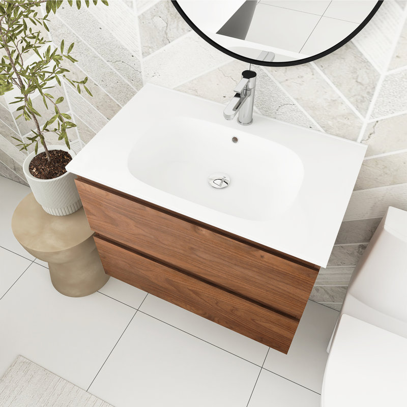 Latitude Run® Zhayden 30'' Wall Mounted Single Bathroom Vanity with ...