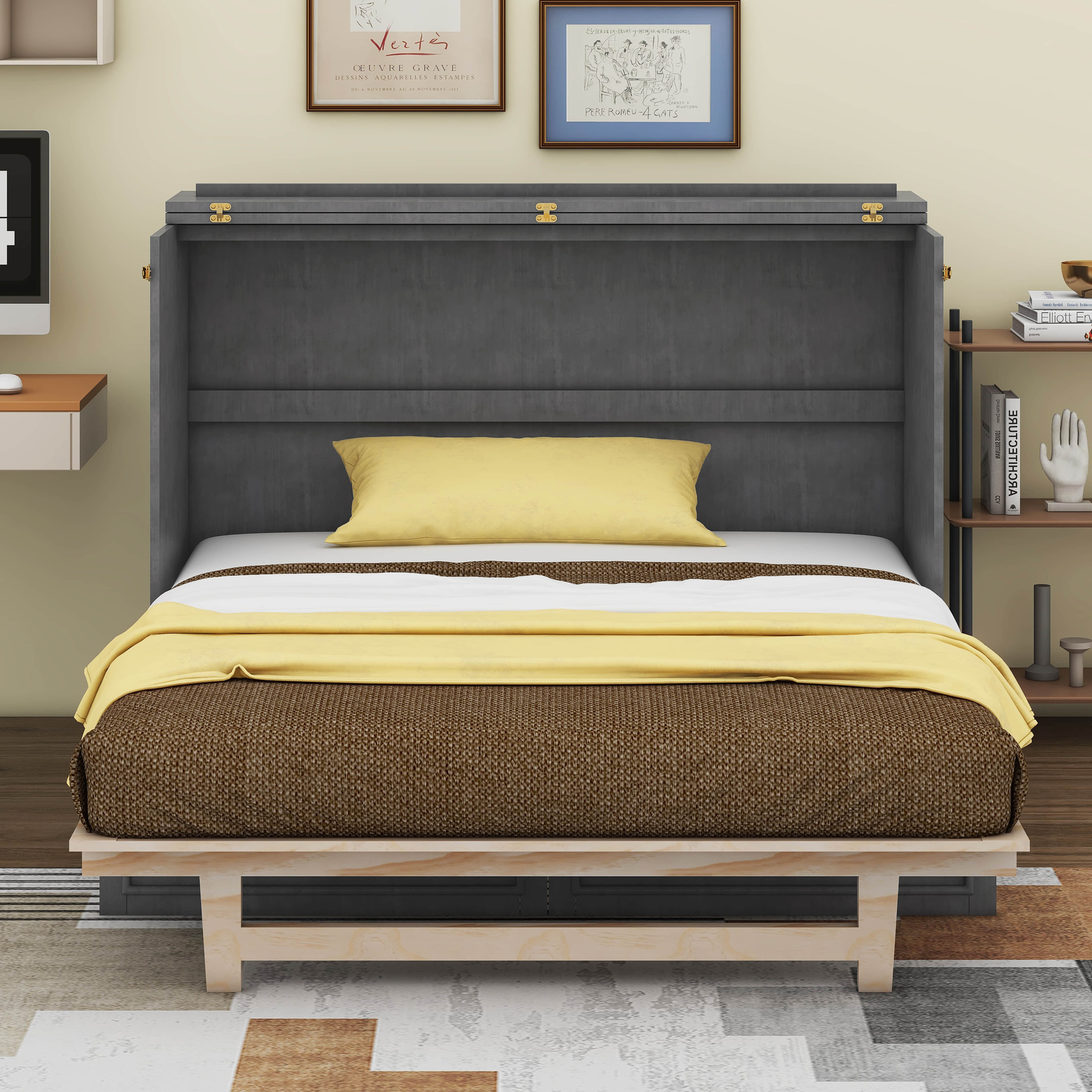 Red Barrel Studio Queen Murphy Bed With Large Drawers - Wayfair Canada