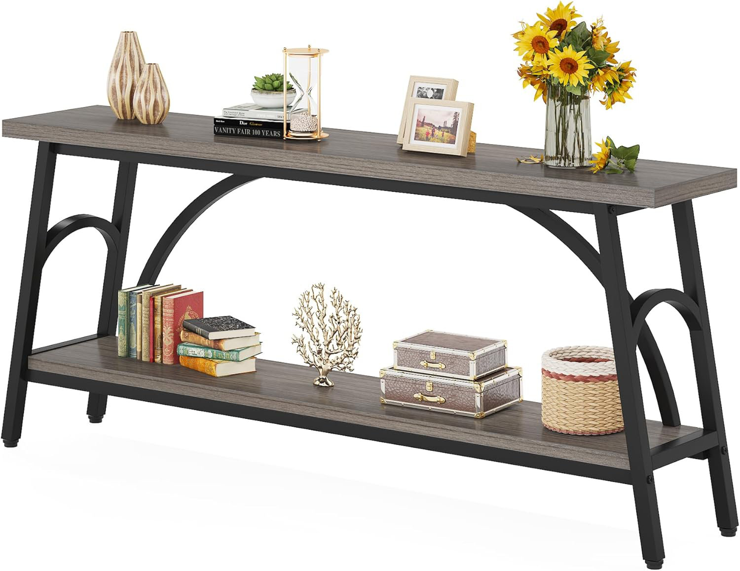 Latitude Run® 70.86 Inche Extra Long Console Table,2-Tier Sofa Tables ...