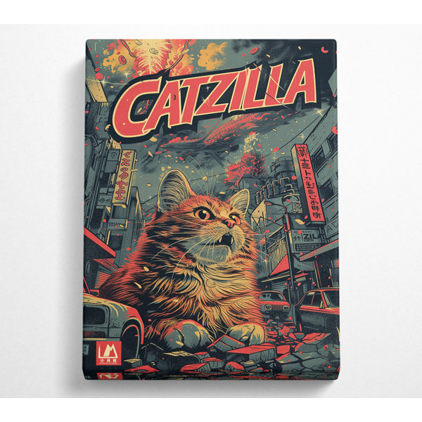 Bright Star Catzilla Comic - Wrapped Canvas Art Prints | Wayfair.co.uk