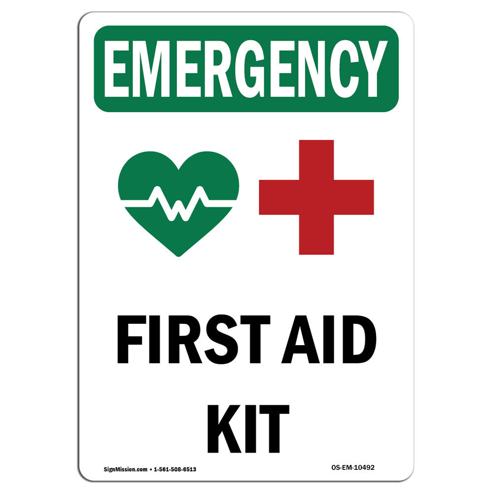 SignMission First Aid Kit With Symbol Aluminum Sign 12 x 18 | Wayfair