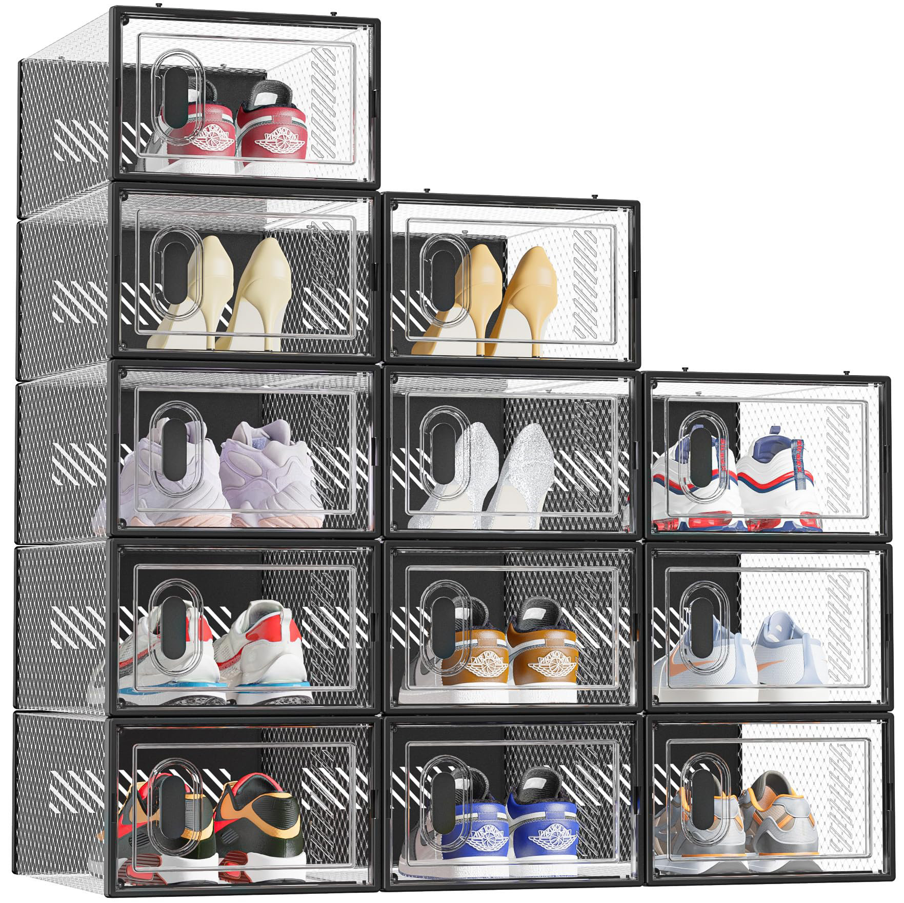 Ivy Bronx Shoe Storage, 12 Pack Shoe Organizer For Closet, Shoe Boxes ...