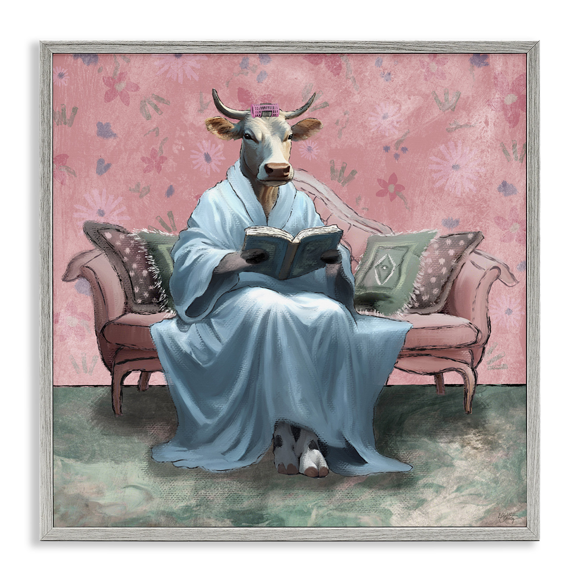 Dakota Fields Cow Reading Evening Book Giclee Art by Elizabeth Medley | Wayfair