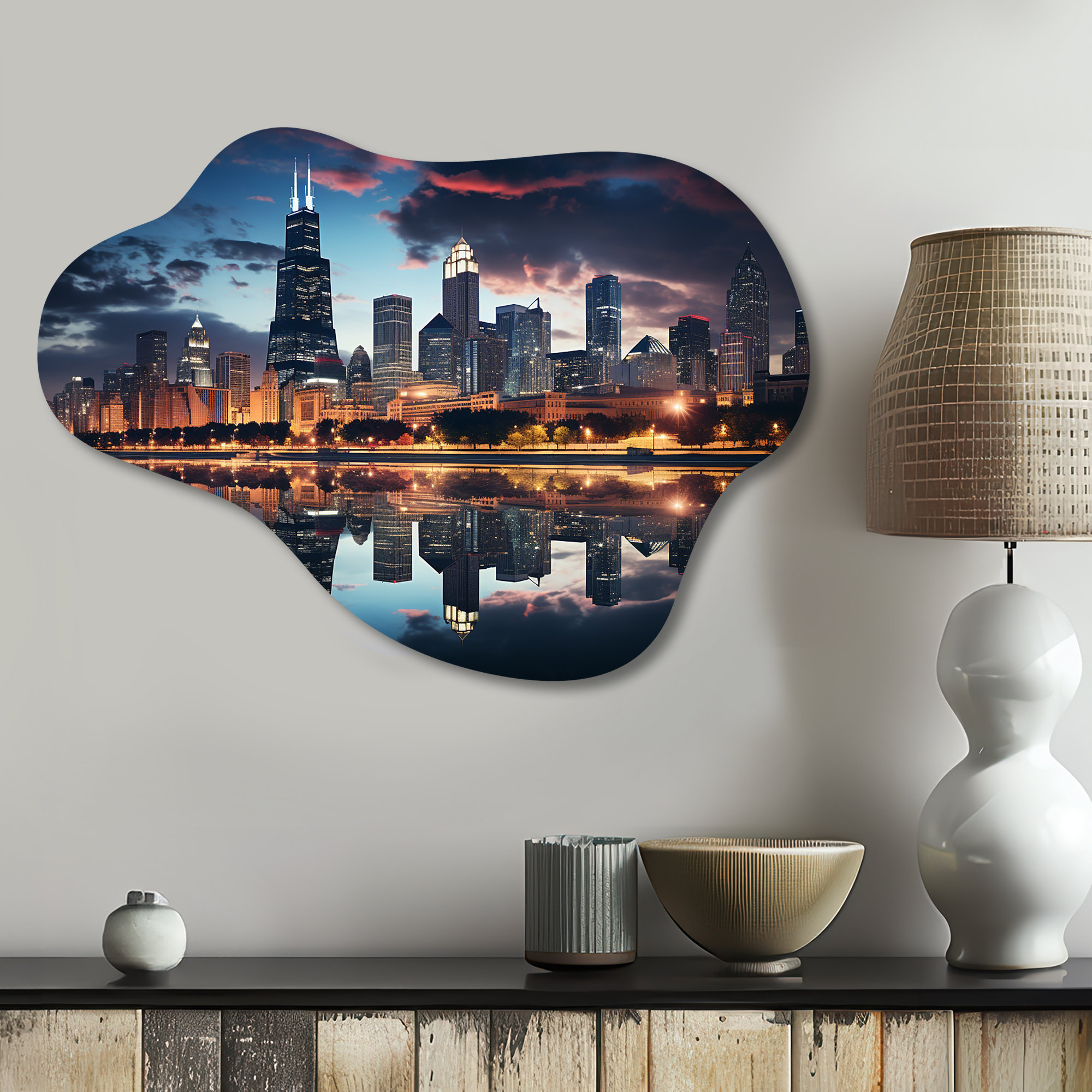 Design Art Chicago Beautiful Cityscape II - Chicago Cloud Shape Metal Wall Sculpture | Wayfair