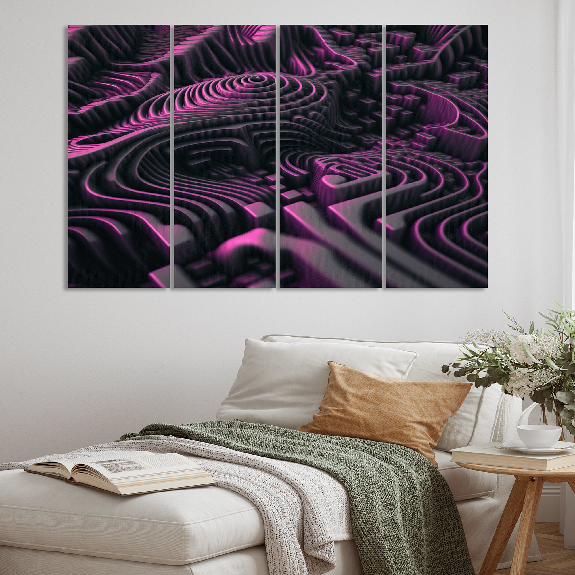Wrought Studio Futuristic Labyrinth Purple Maze Matrix I - Modern ...
