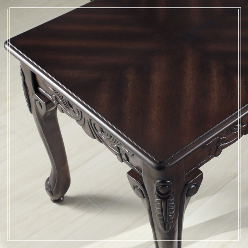 World Menagerie Traditional Ornate Detailing Dark Cherry Finish Wood ...