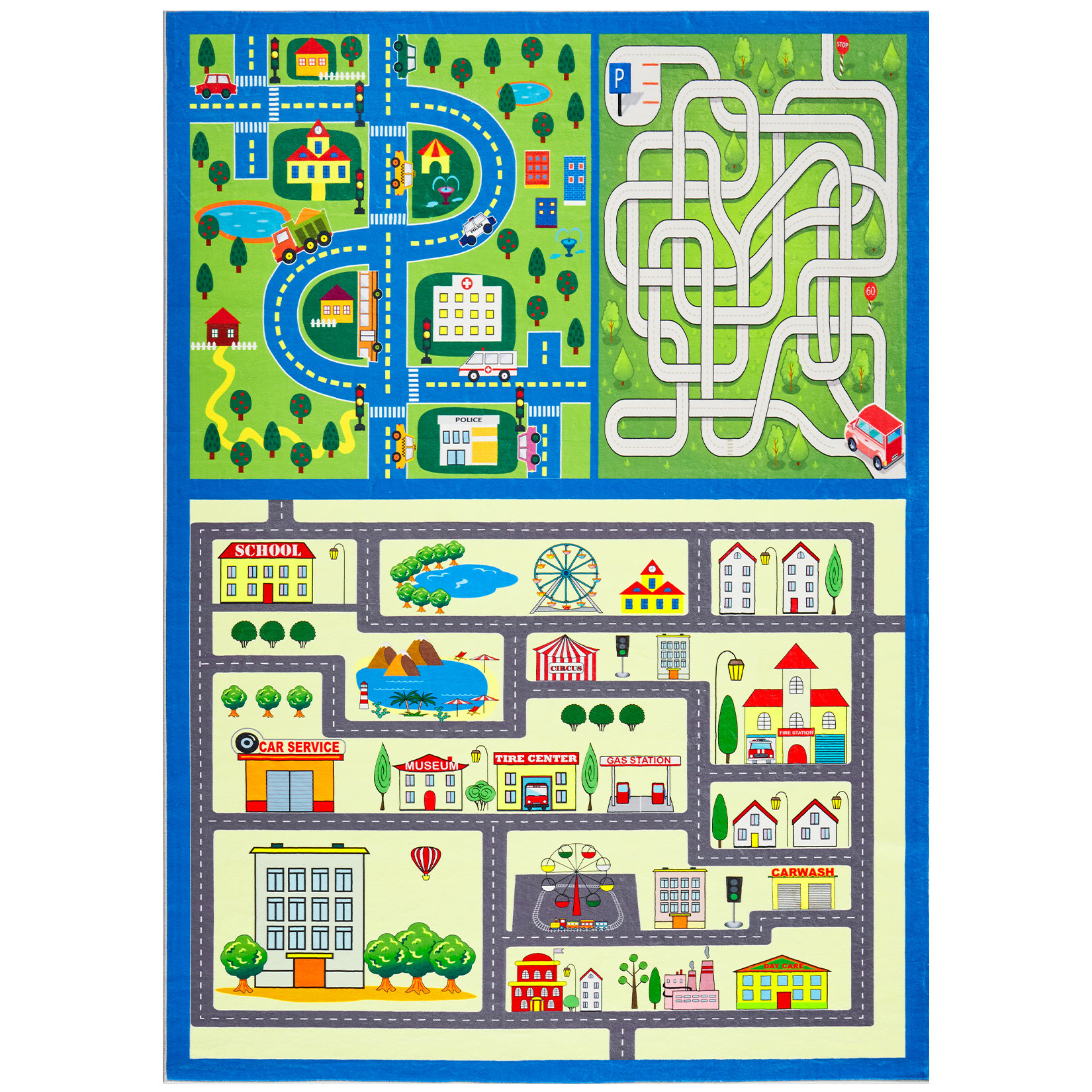 Ophelia & Co. Washable Kids Play Mat 5x7 Non-Slip Town City Road Map ...