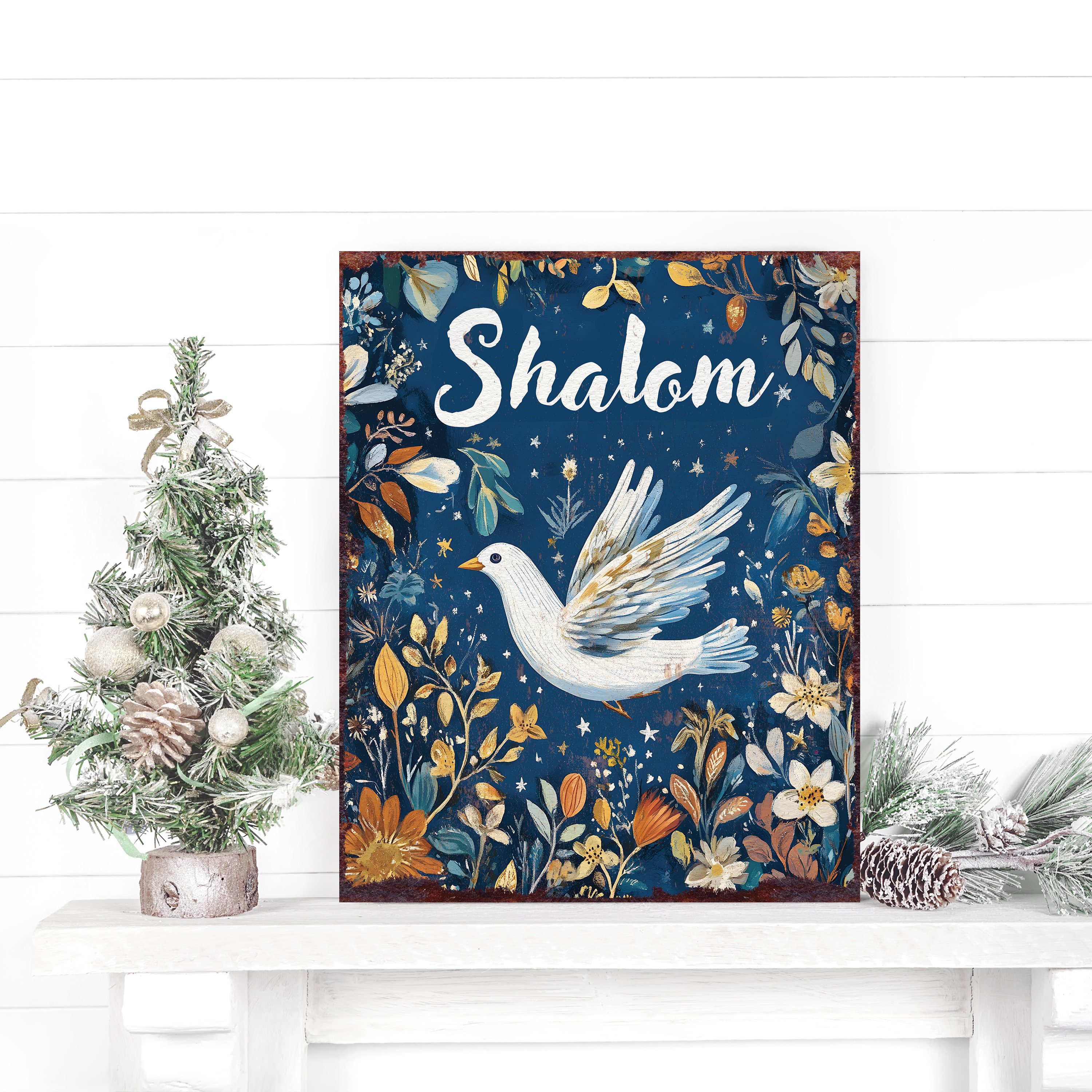 Winston Porter 15in Hanukkah Table Decor | Wooden Vintage Shalom ...