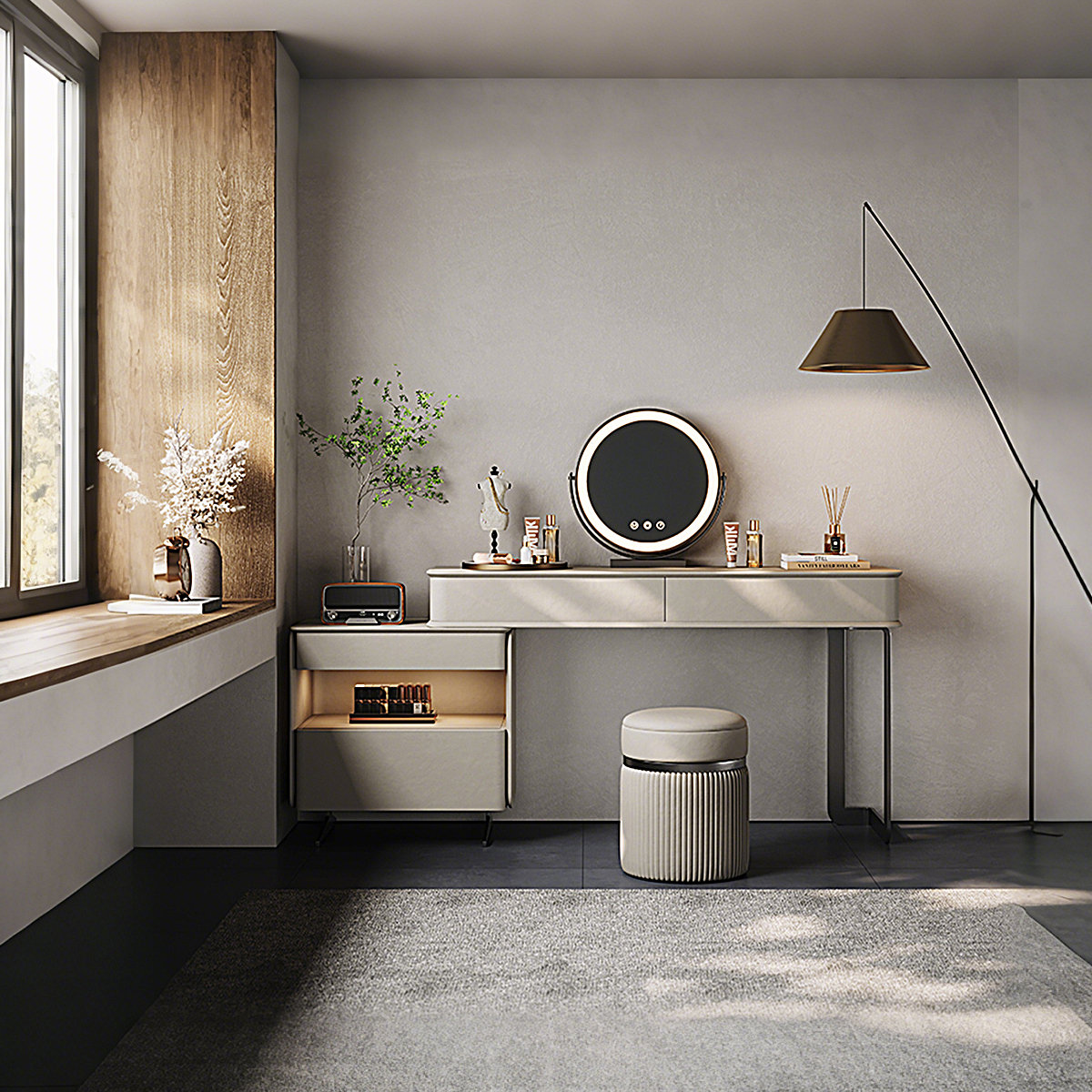 Orren Ellis Modern minimalist high-end vanity and chest of drawers ...