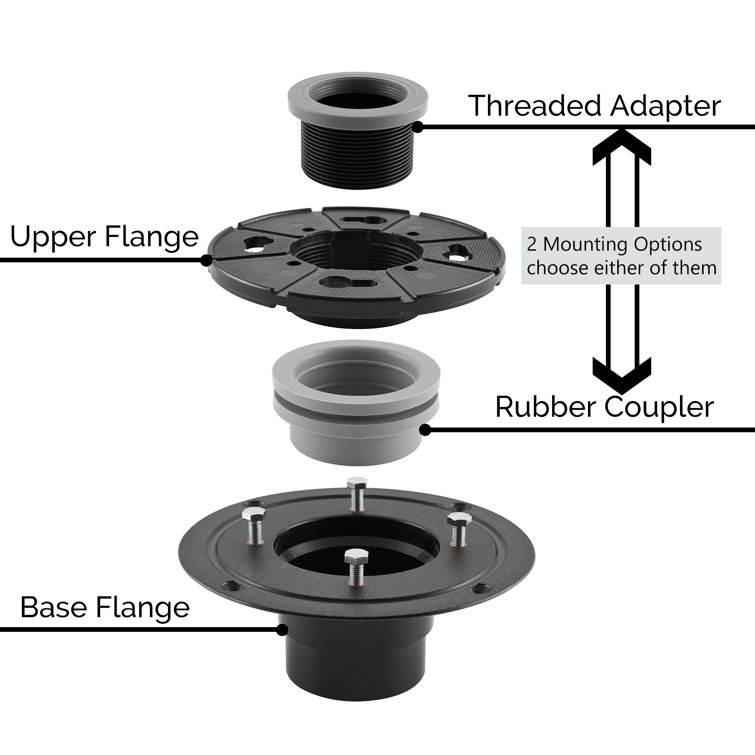 AngleSimple Shower Drain Base Flange With Adjustable Threaded Adapter ...