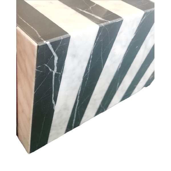 BETACH Genuine Marble Coffee Table - Black + Carrara Striped Marble ...