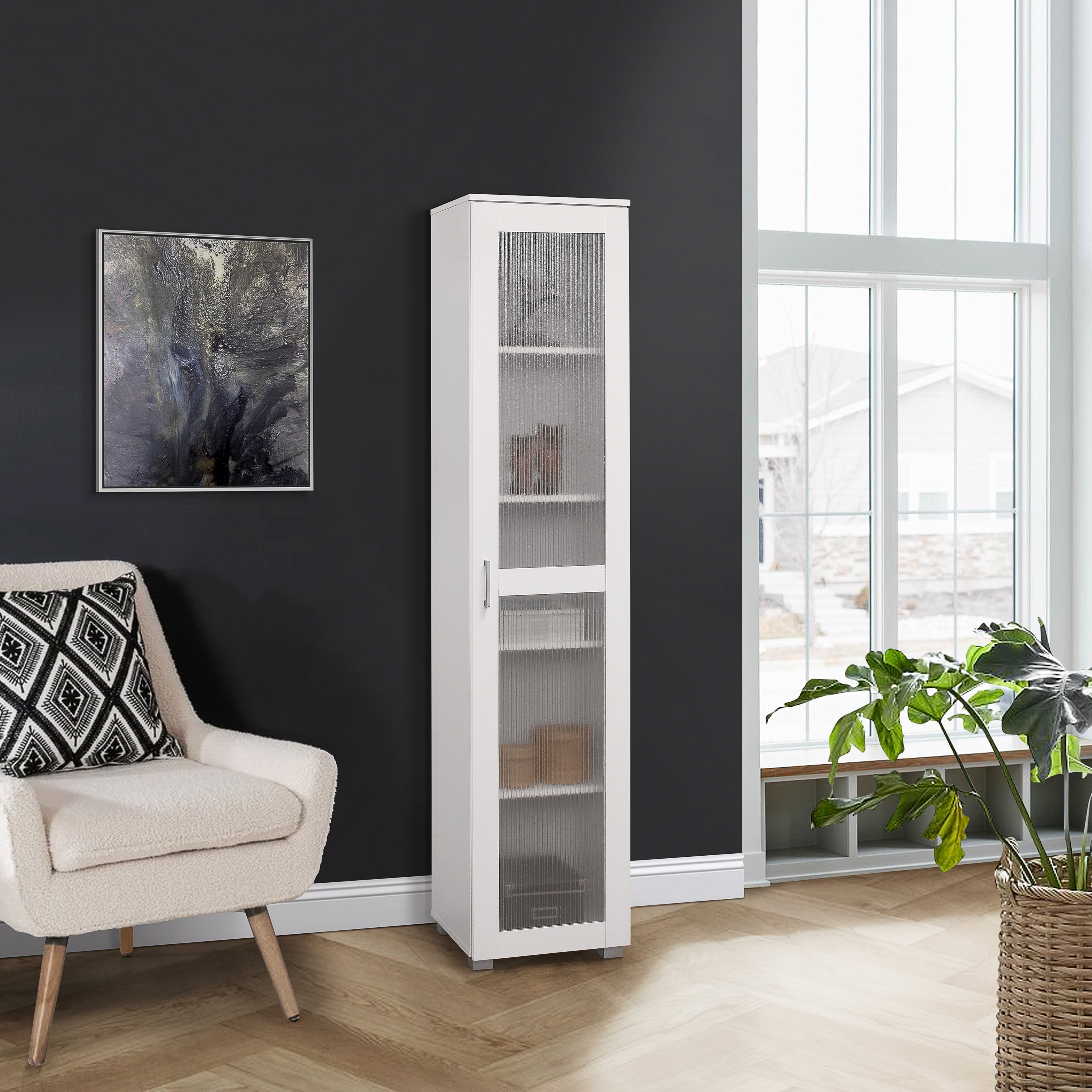 Wade Logan® Braydan Tall Curio Storage Cabinet - Tall Bookshelf Perfect ...