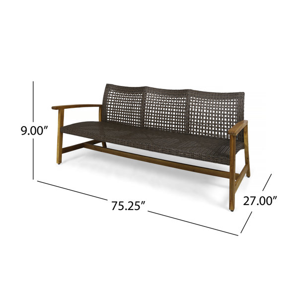 Hokku Designs Outdoor Couch - Wood And 3 Seater Iron Accented For Use ...