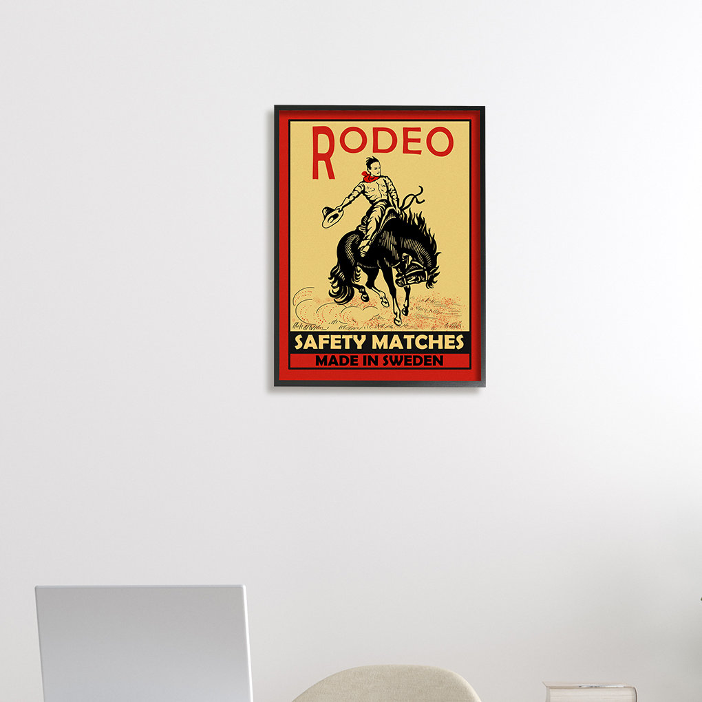 Stupell Industries " Rodeo Safety Matches Cowboy Bucking Bronco Red ...