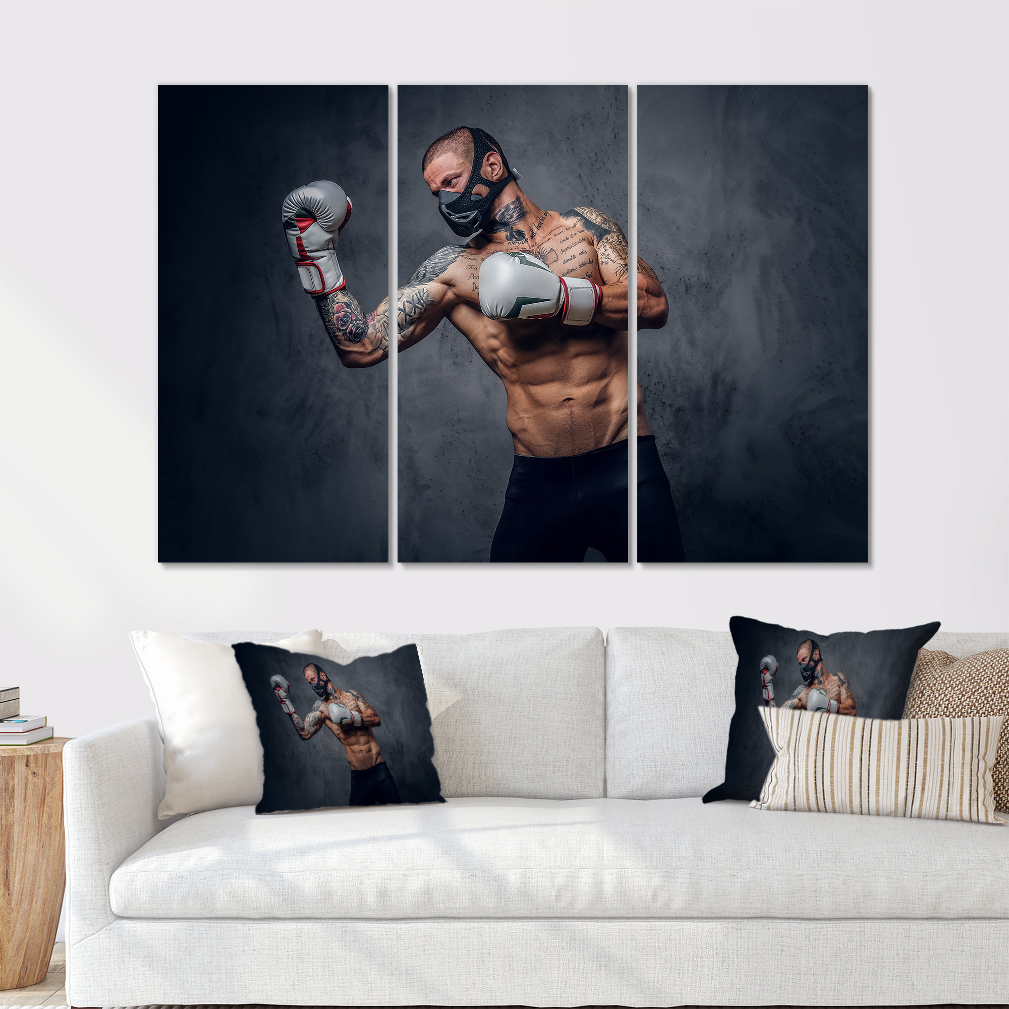 Latitude Run® Masked Martial Art Tattooed Fighter - Sport Boxing Canvas ...