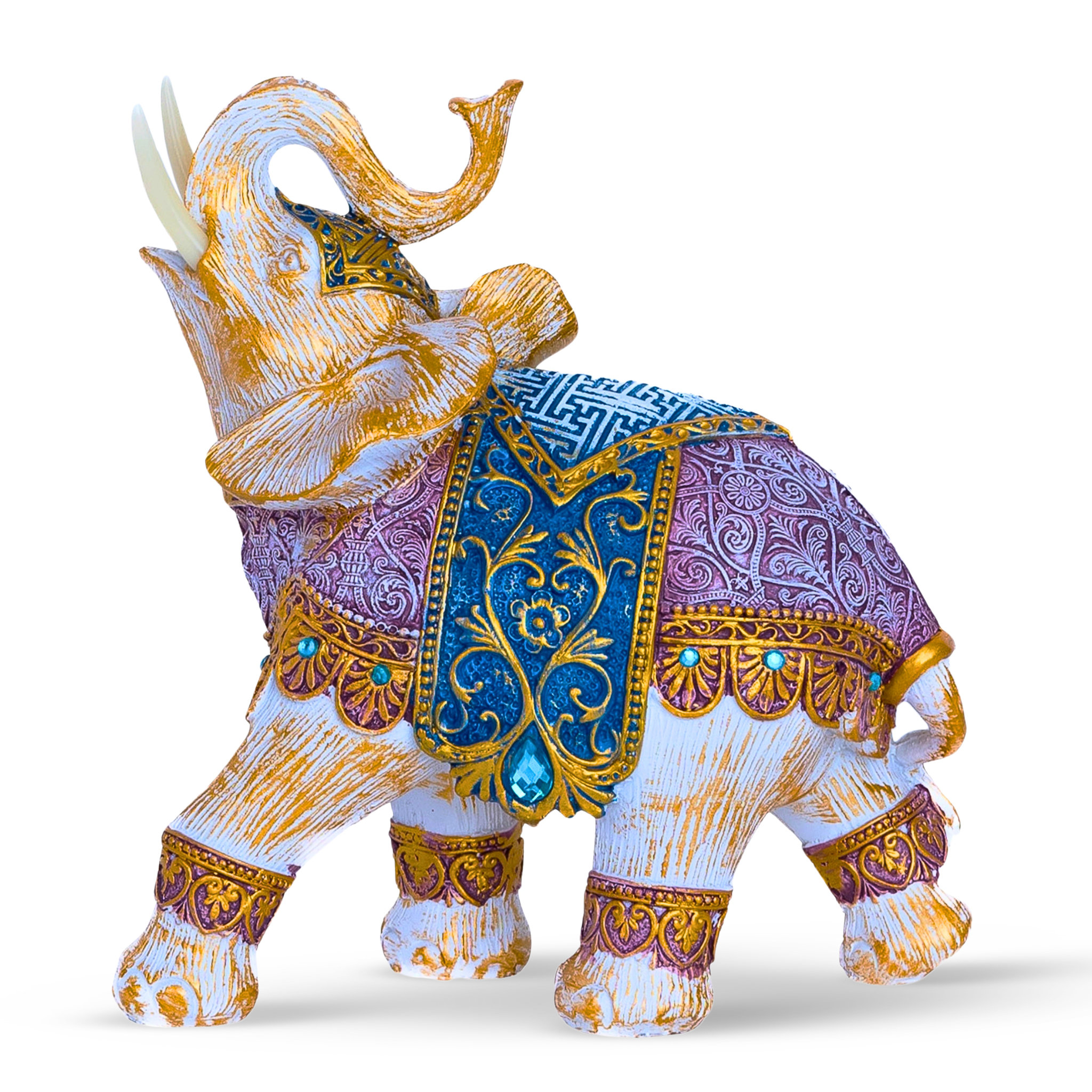 Bungalow Rose Naco Elephant Statue, 8" Multicolor Coffee Table Decor ...