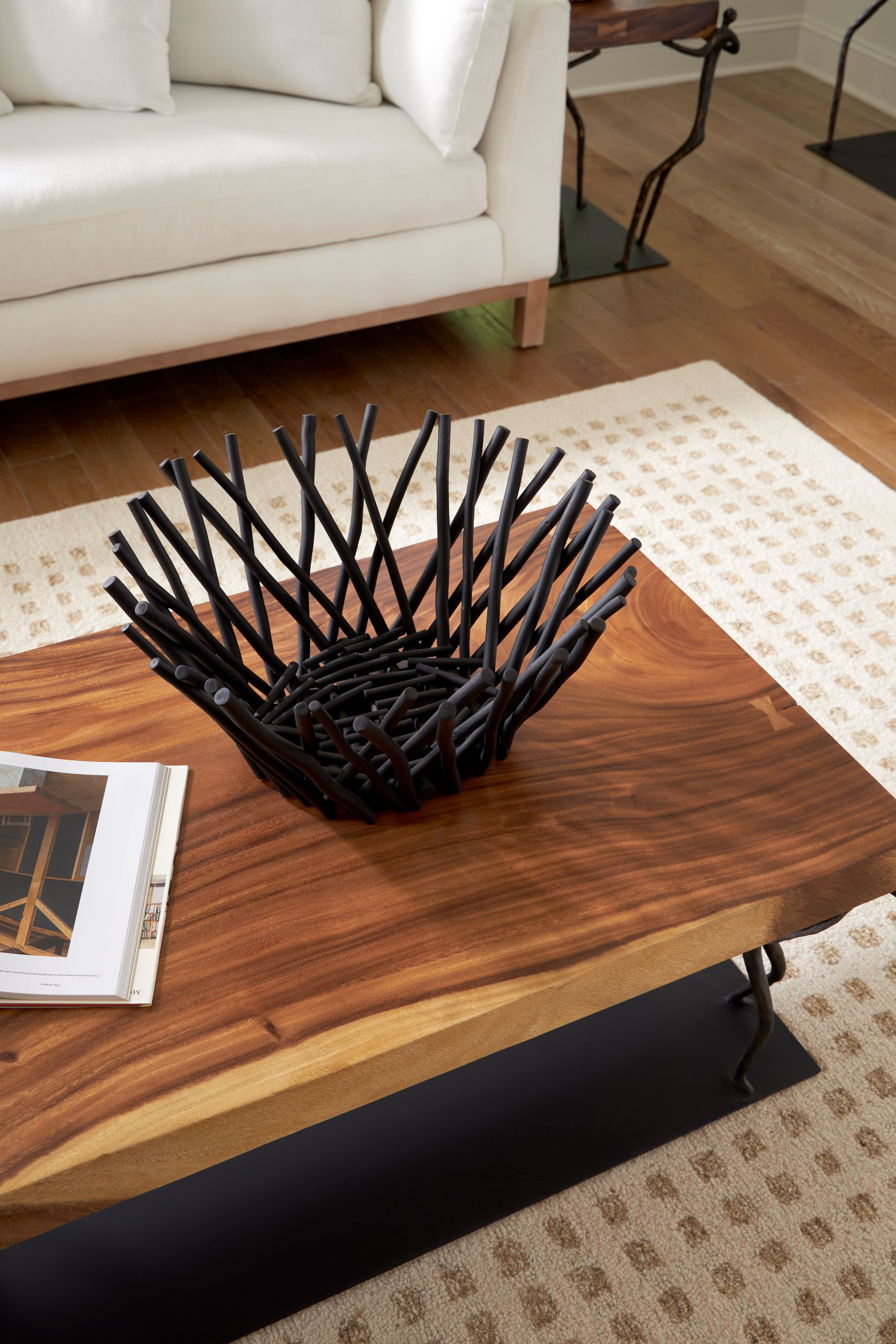 Phillips Collection Atlas Coffee Table, Chamcha Wood, Grey Stone Finish ...