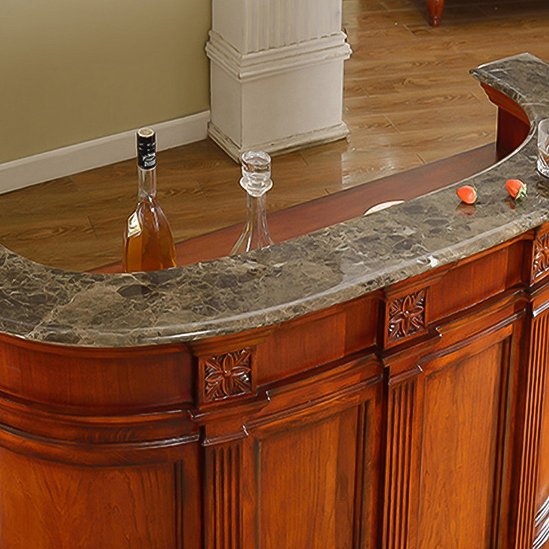 Eclecticed Home Retro minimalist solid wood bar table with a marble top ...