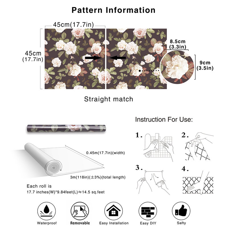 Winston Porter Kalden 10' L x 17.7" W Textured Peel and Stick Wallpaper ...