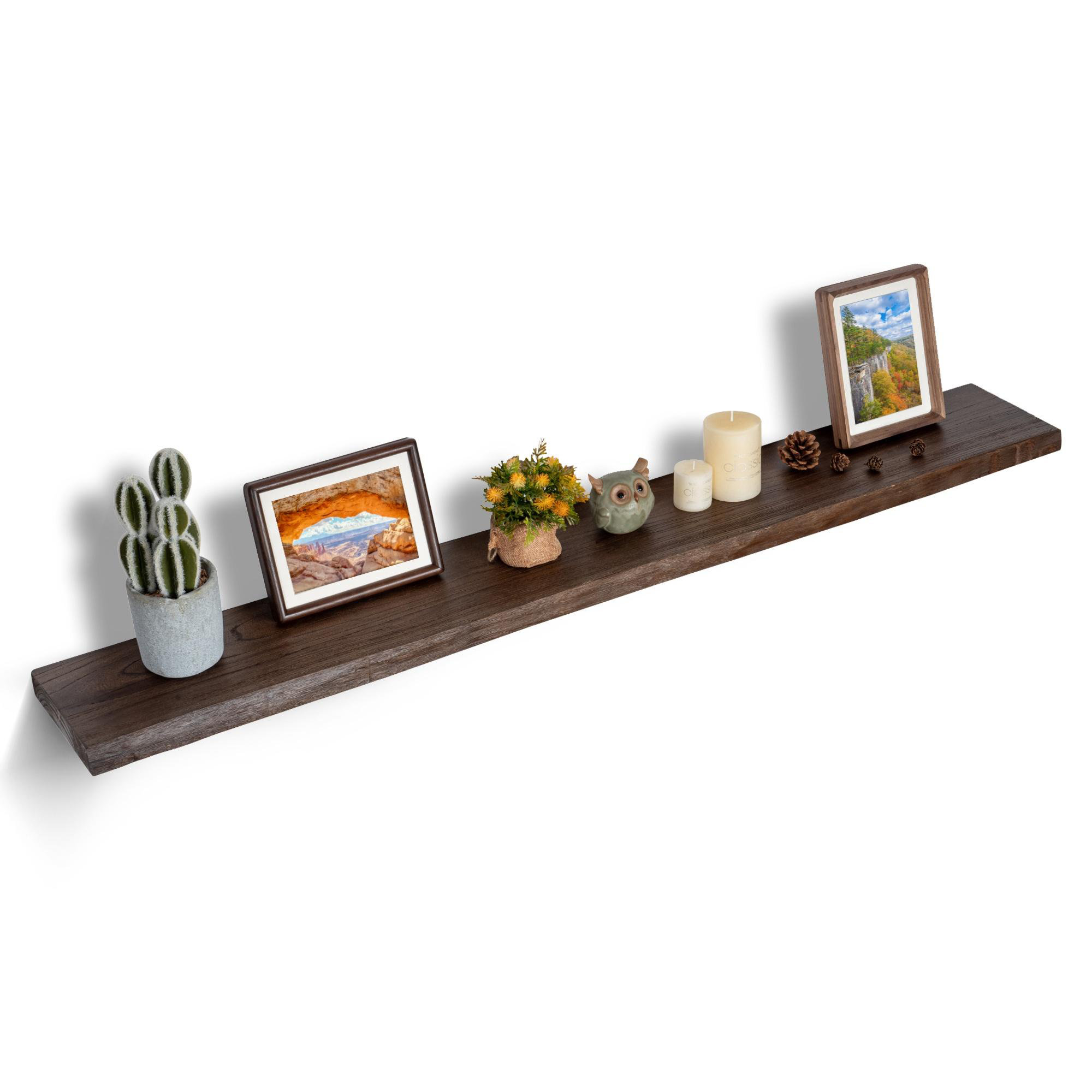 Ebern Designs Carsin Irregular Reclaimed Elm Floating Wall Shelf ...