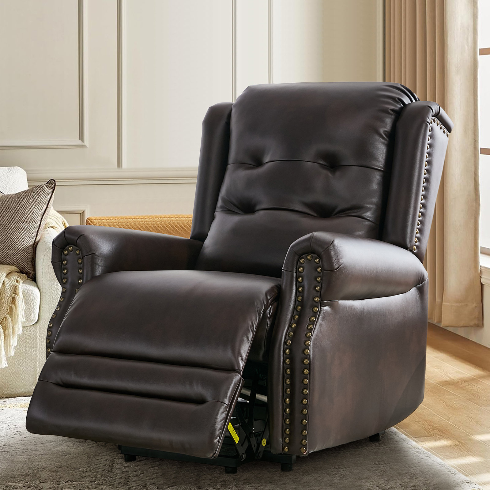 Lark Manor™ Lanz Upholstered Leather Lift-Assist Recliner with Massage ...