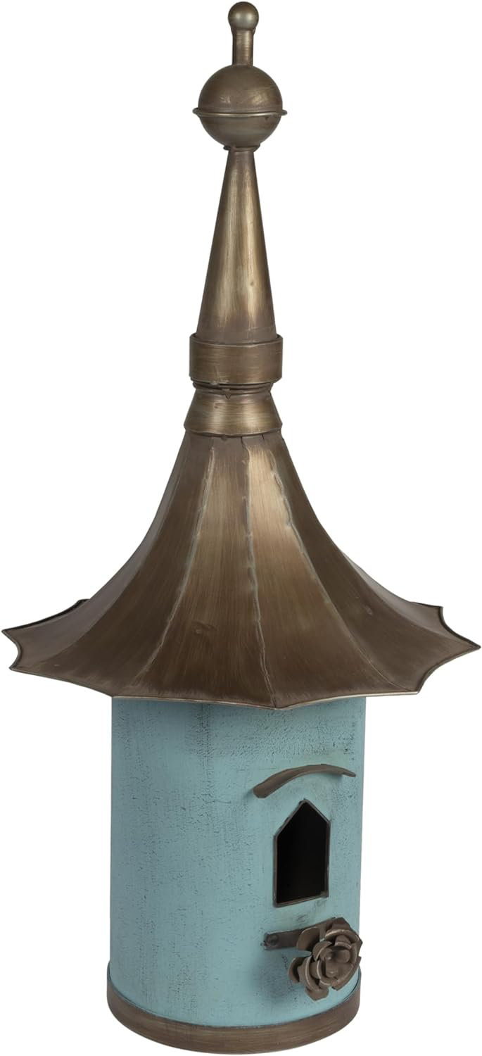 Rosalind Wheeler Free-Standing Decorative Metal Birdhouse for Garden ...