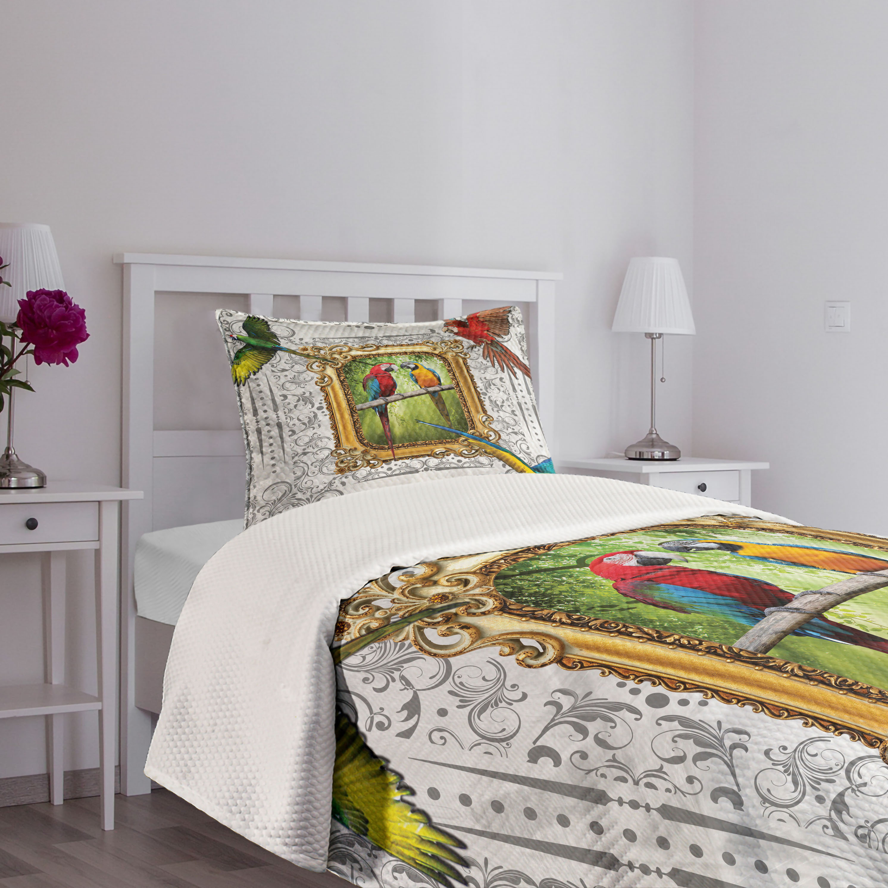 Ambesonne Parrot Bedspread Exotic Colorful | Wayfair