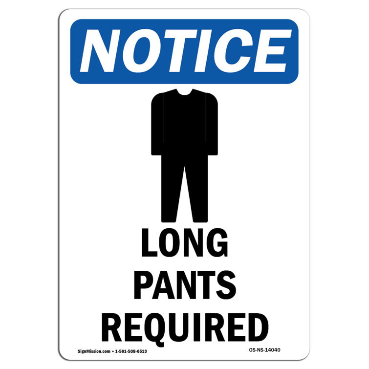 SignMission Long Pants Required Sign with Symbol | Wayfair