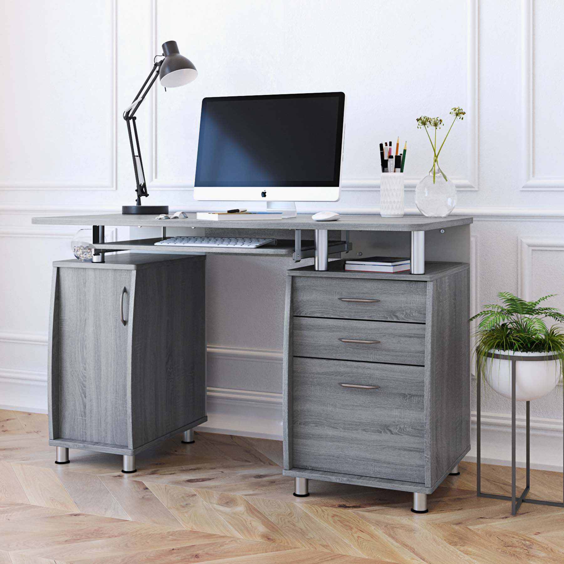 Latitude Run® Miharu 47.5'' W Rectangle Computer Desk with Cabinet ...