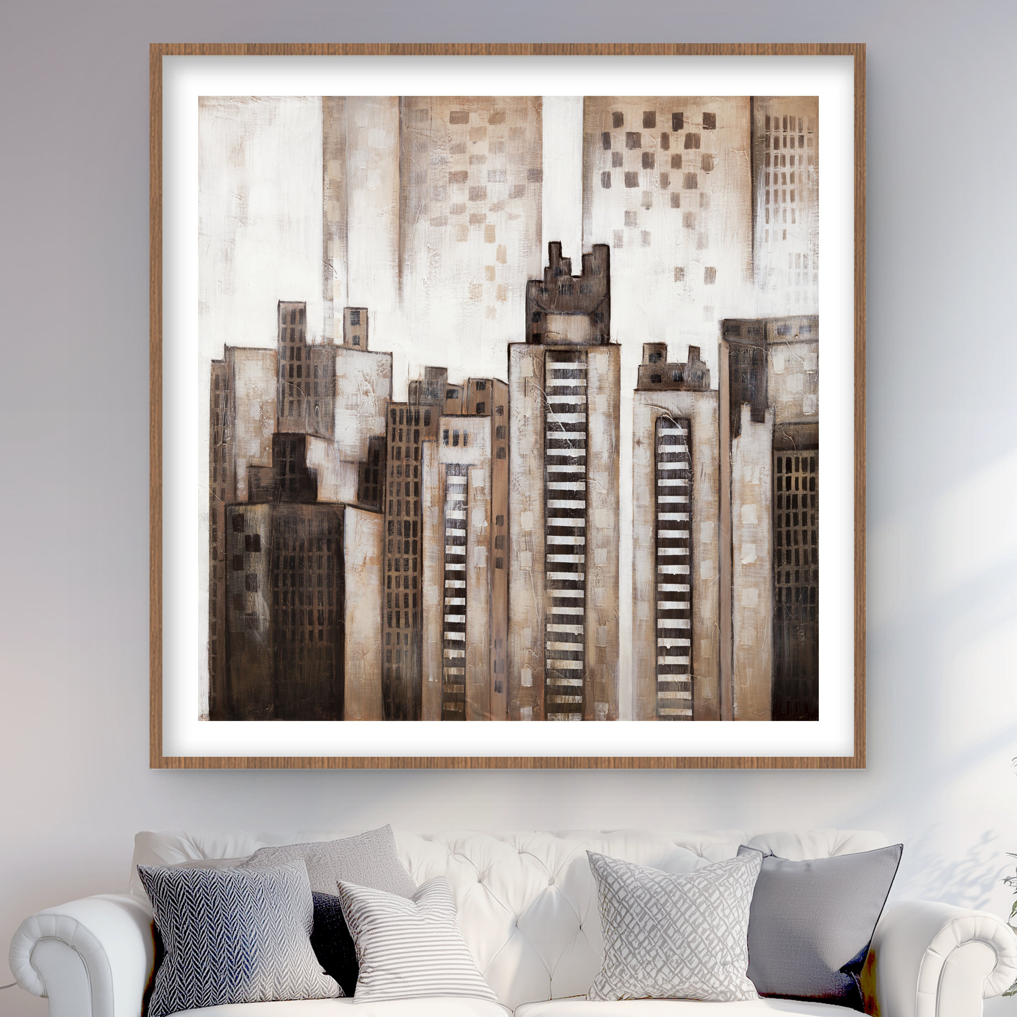 Lark Manor™ Square City - Modern Bedroom Framed Matted Print for Decor ...