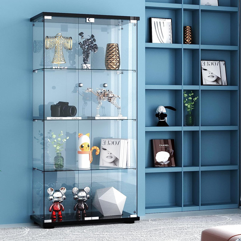 Wrought Studio Domineque Glass Display Cabinet, Curio Cabinet | Wayfair