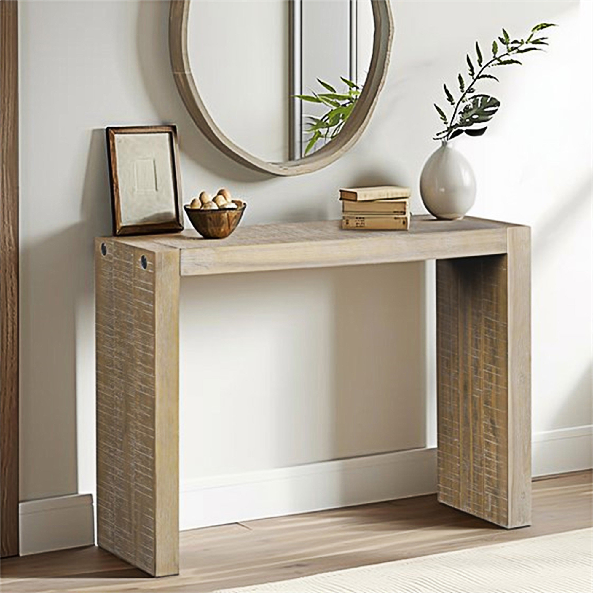 Loon Peak® Jearline Modern Solid Wood Console Table with Wire Brushed ...