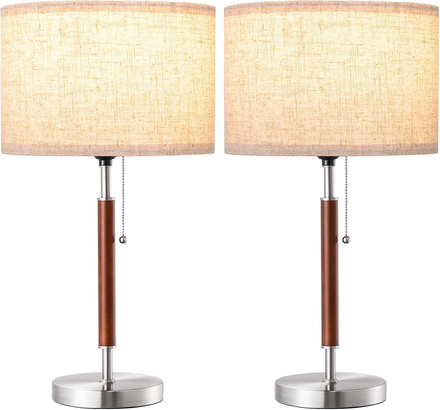 Orren Ellis Mid Century Modern Table Lamp Set Of 2, Pull Chain Switch ...