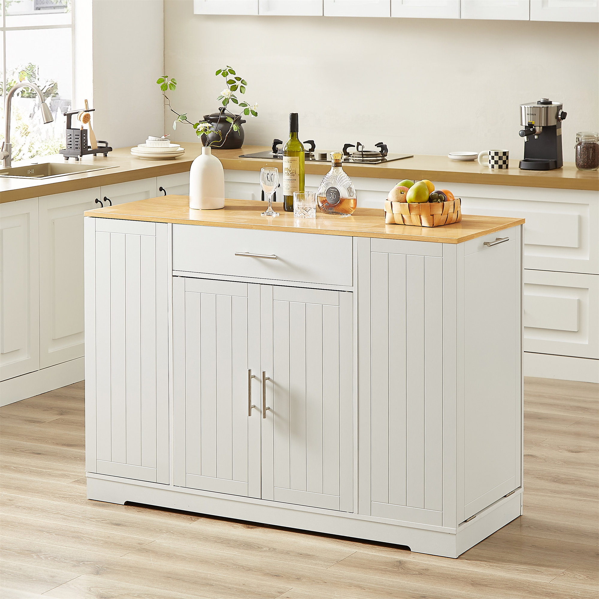 Lark Manor™ Modern Farmhouse Kitchen Storage Island With Drawers And ...