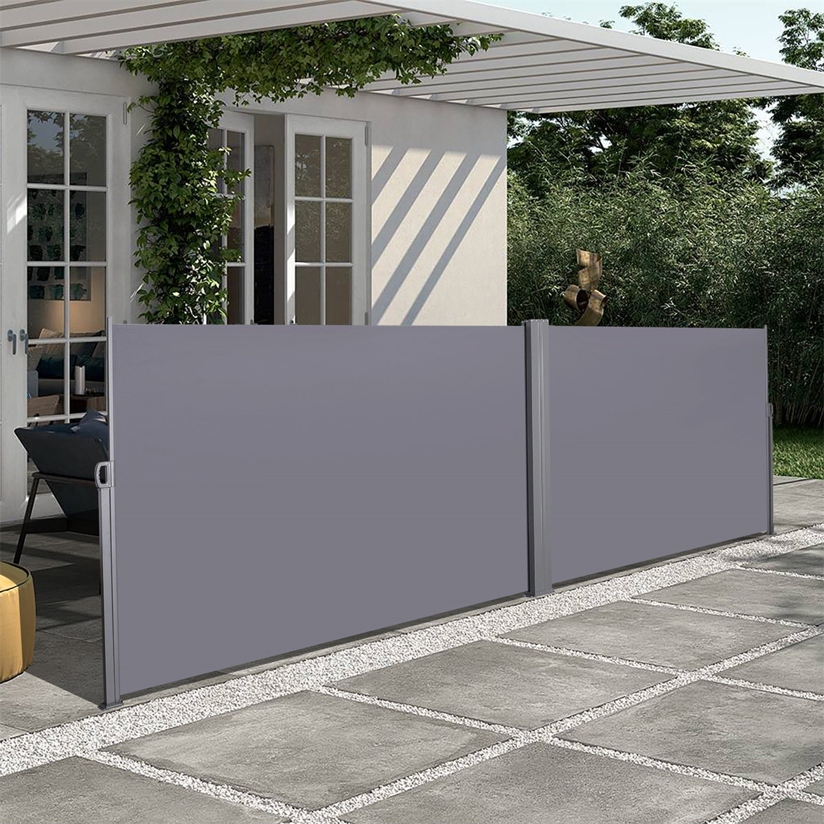 Arlmont & Co. Waterproof & UV-Resistant Privacy Screen,Retractable Side ...