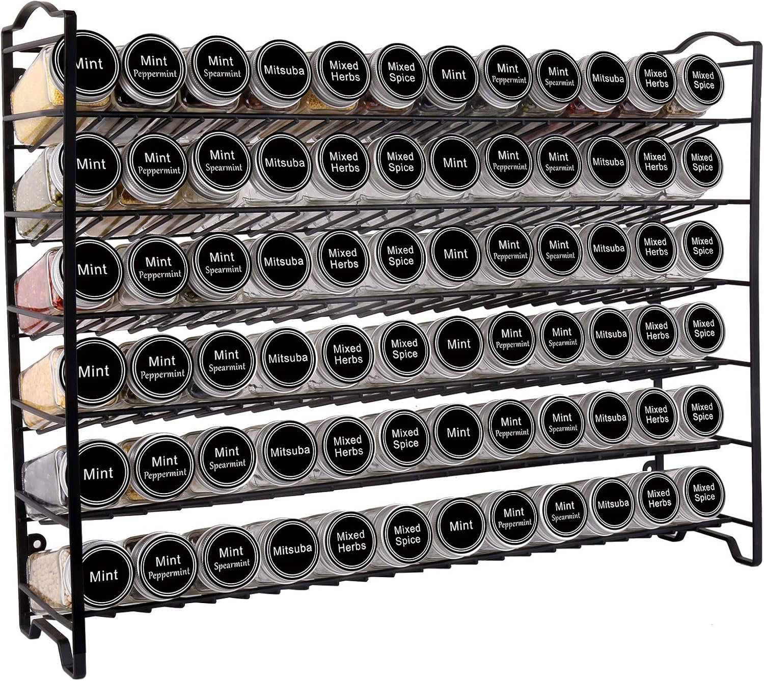 Prep & Savour Spice Rack Organizer with 72 Empty Square Spice Jars, 340 ...