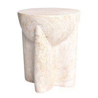 Ivy Bronx Clover Travertine Stone Finish Italian Design MgO Side Accent ...