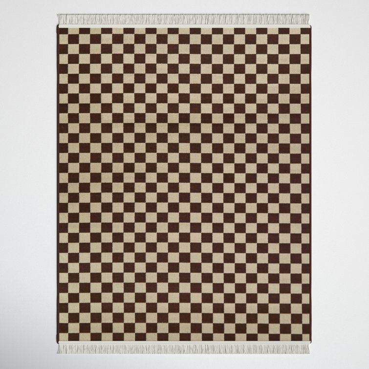 Habra Checkered Recycled Brown / Beige Rug & Reviews | Joss & Main
