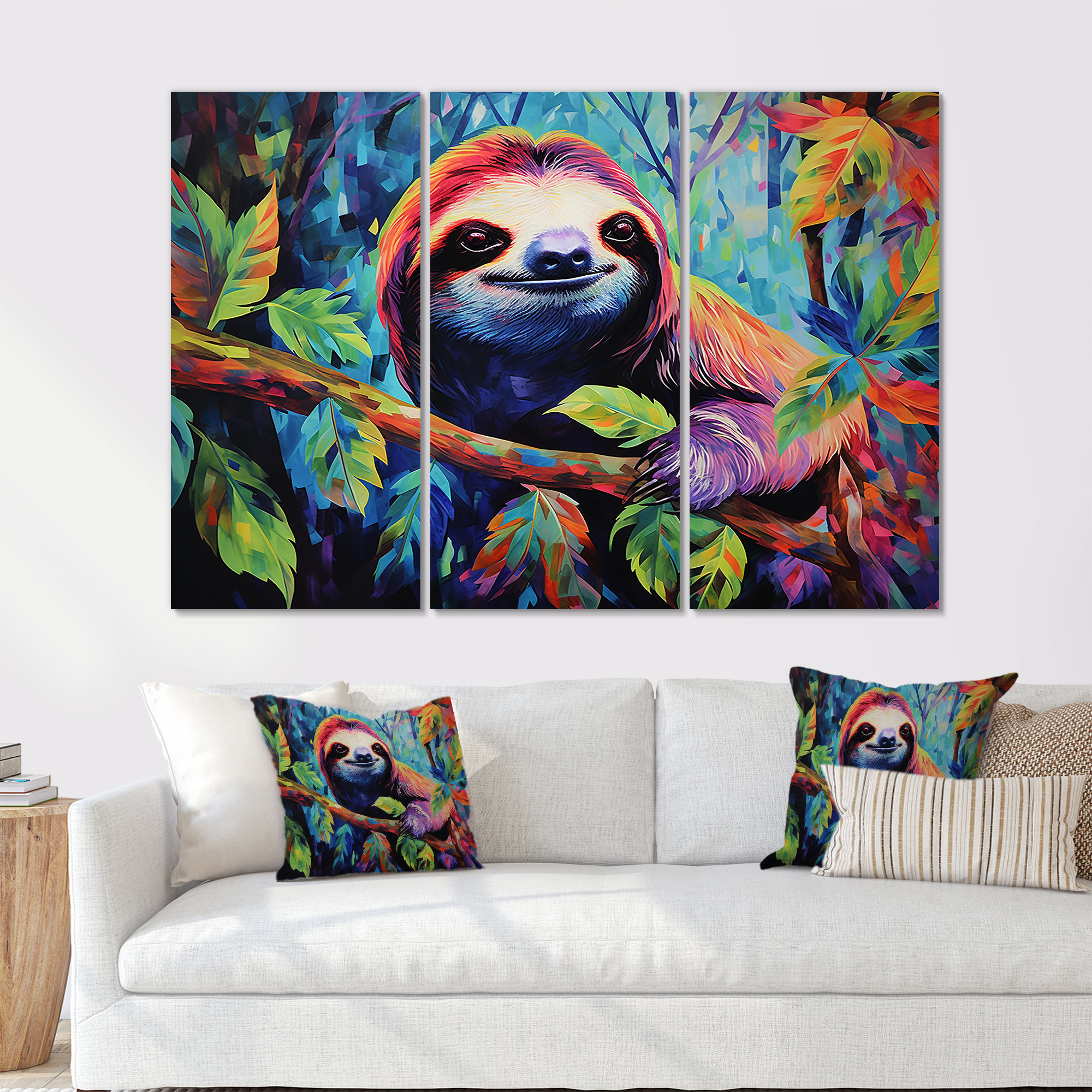 Lark Manor™ Colorful Pop Art Sloth I - Sloth Canvas Art Set | Wayfair