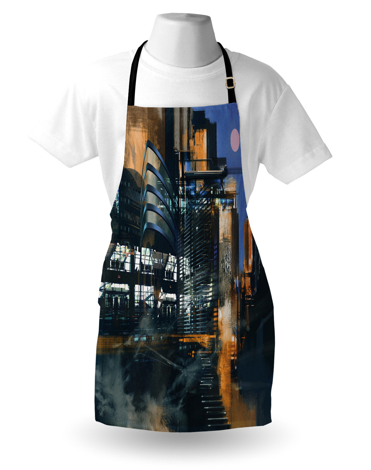 East Urban Home Futuristic Apron Unisex, Cyberpunk Cityscape, Adult ...