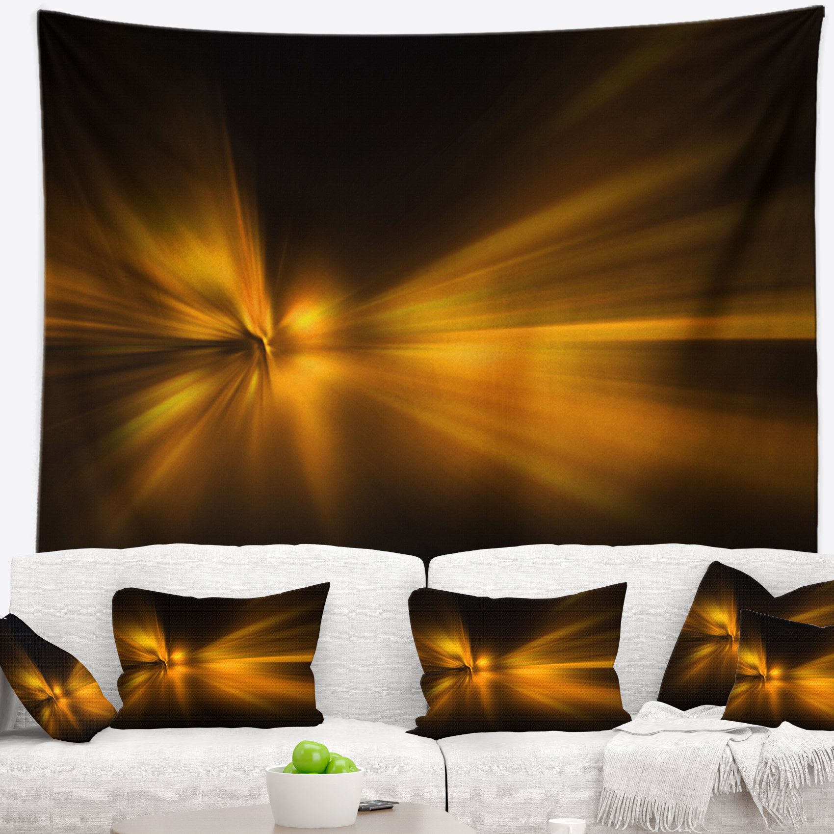 The Twillery Co.® Corwin Abstract Gold Light over Dark Pattern Tapestry ...